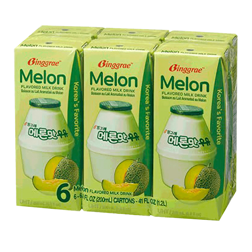 Melon Flavored Milk Drink 6.8oz(200ml) 6 Packs - H Mart