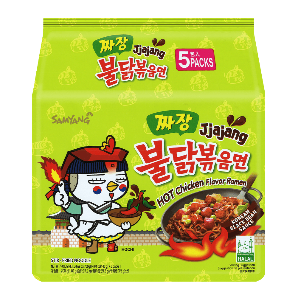 Jjajang Hot Chicken Flavor Ramen 4.94oz(140g) 5 Packs - H Mart