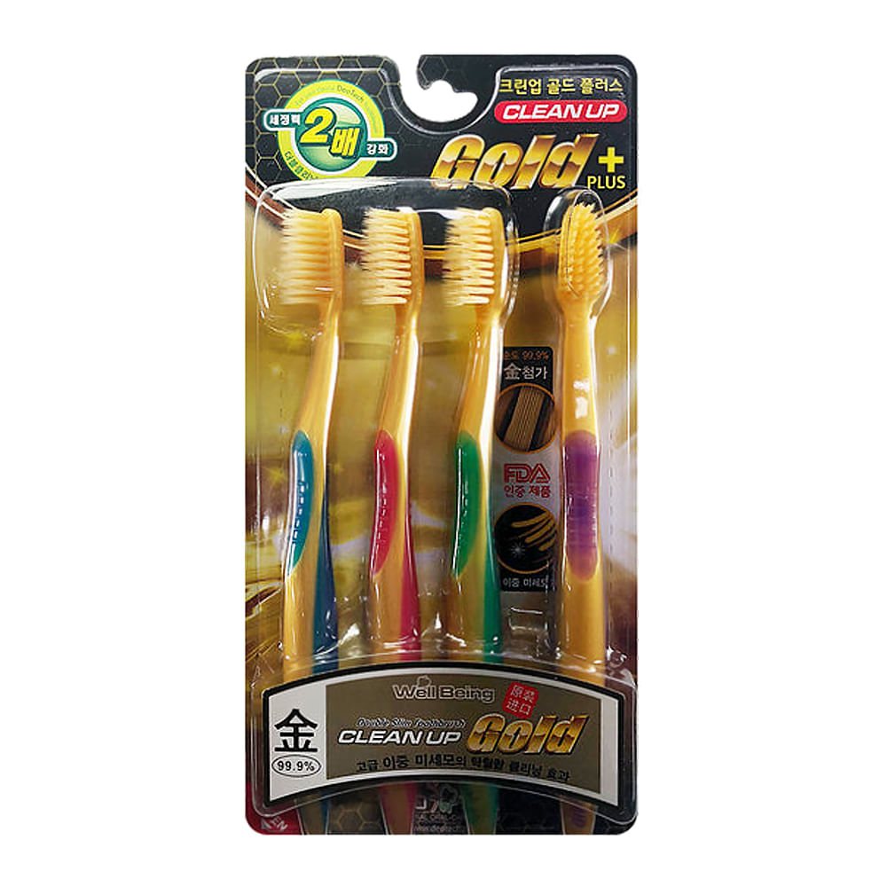 Clean Up Gold Double Slim Toothbrush 4 Pcs - H Mart