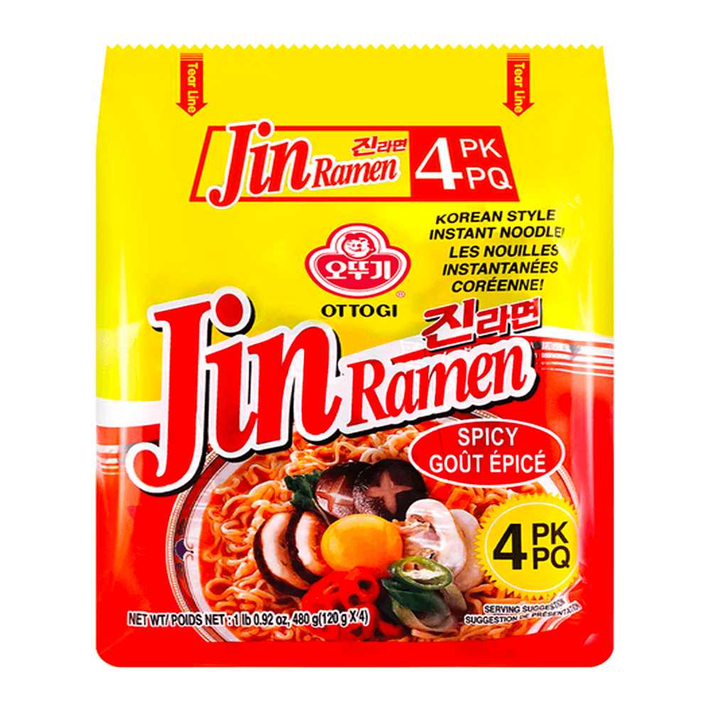 Jin Ramen Hot Flavor 4.23oz(120g) 4 Packs - H Mart
