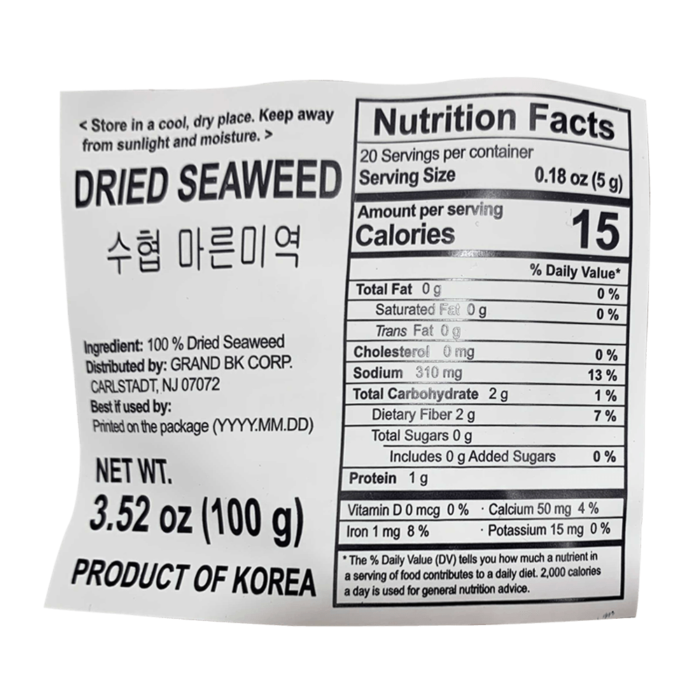 Dried Seaweed 3.52oz(100g) - H Mart