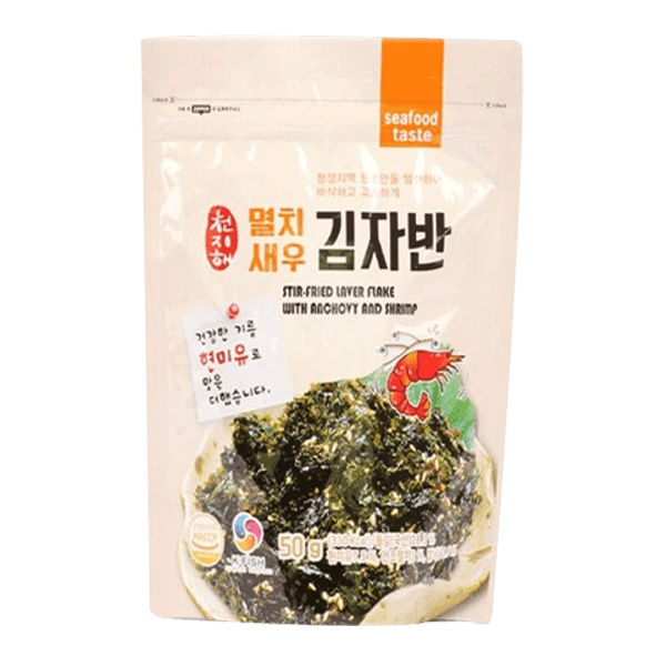 CHUNJIHAE STIR-FRIED LAVER(GIM) FLAKE WITH ANCHOVY 1.76 OZ (50G) - H Mart