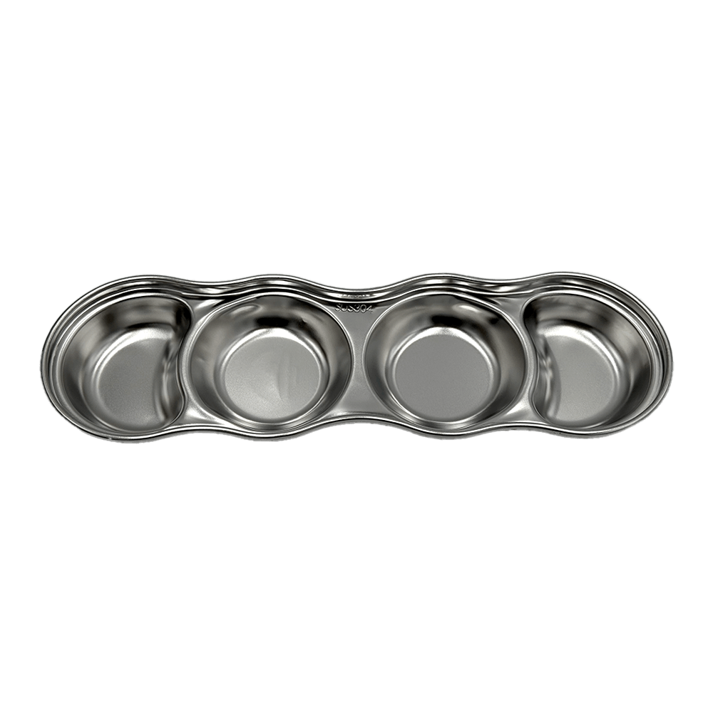 Stainless Steel Round 4 Section Sauce Bowl - H Mart